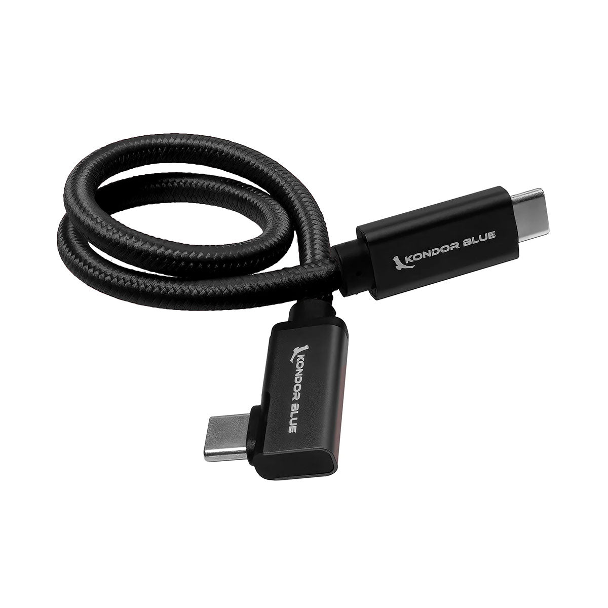Kondor Blue 12" USB-C Right-Angle Cable for 8K Data and 100W PD (Black